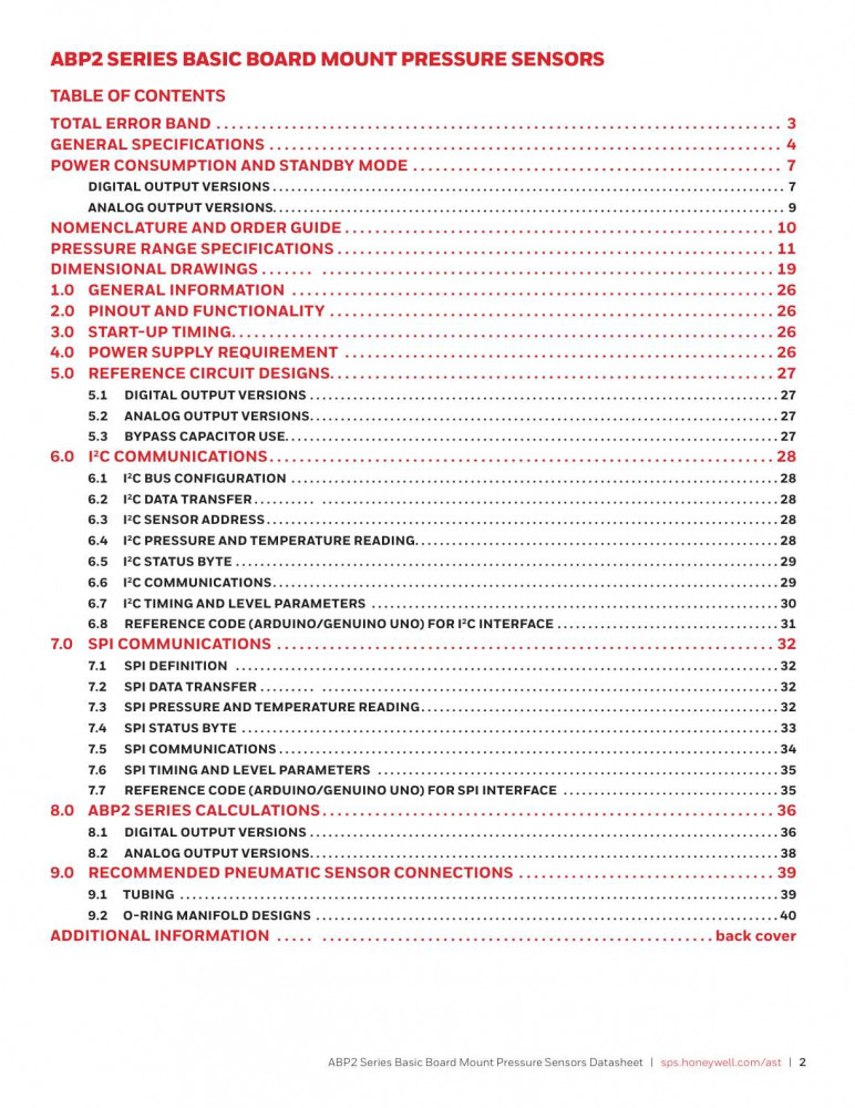Honeywell ABP2 datasheet page 2