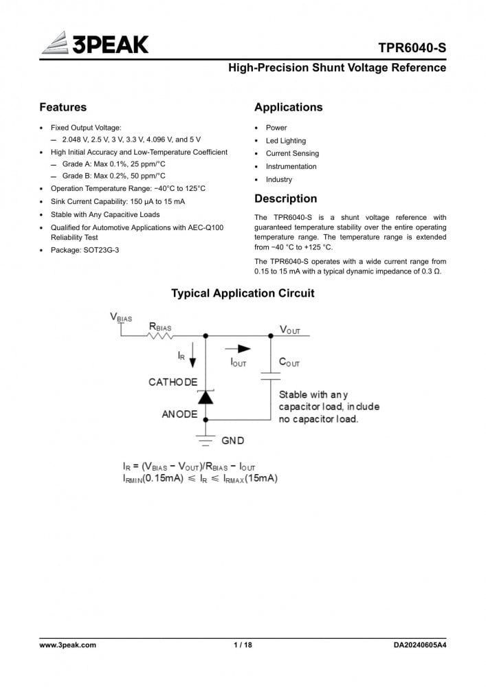 TPR6040-S datasheet page 1