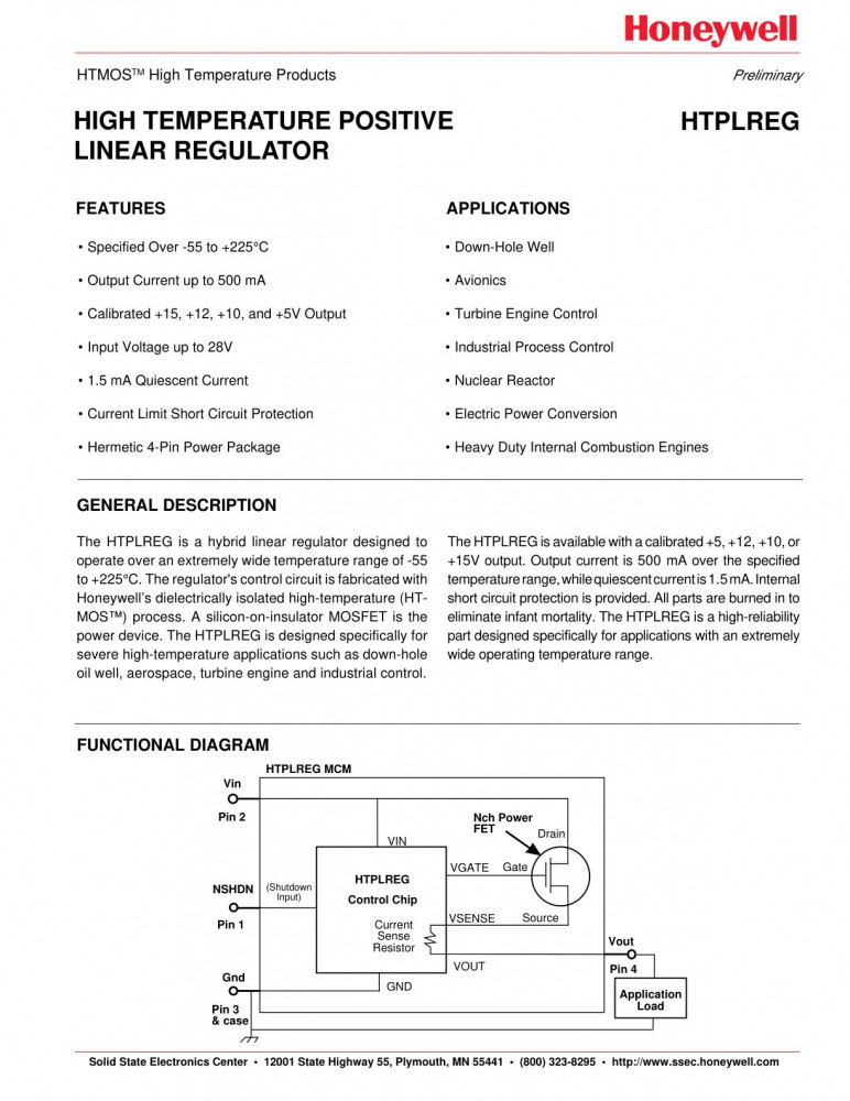 HTPLREG preliminary datasheet page 1