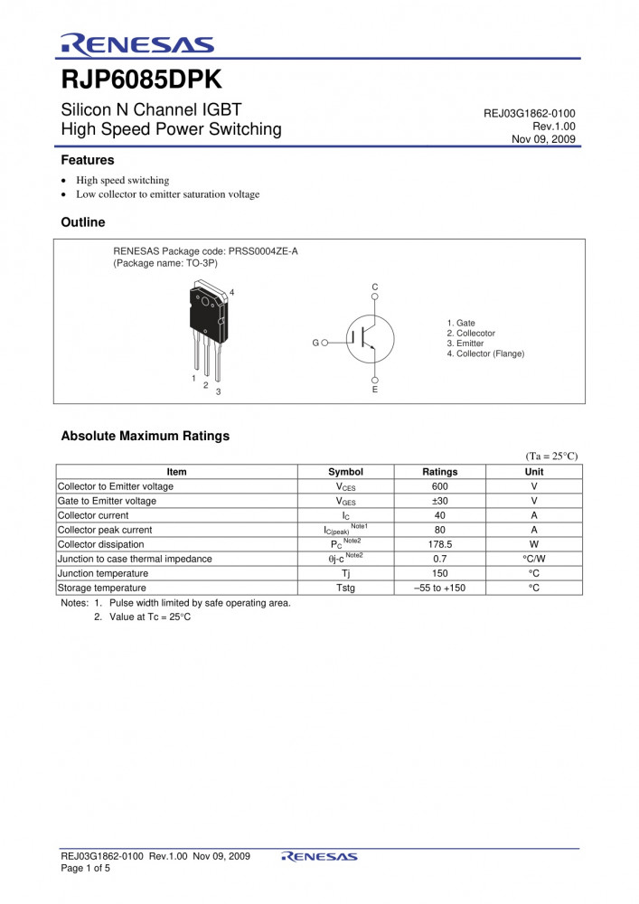 RJP6085DPK datasheet page 3