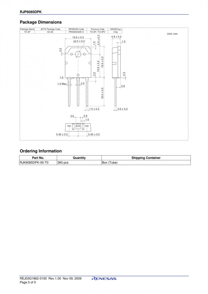 RJP6085DPK datasheet page 7