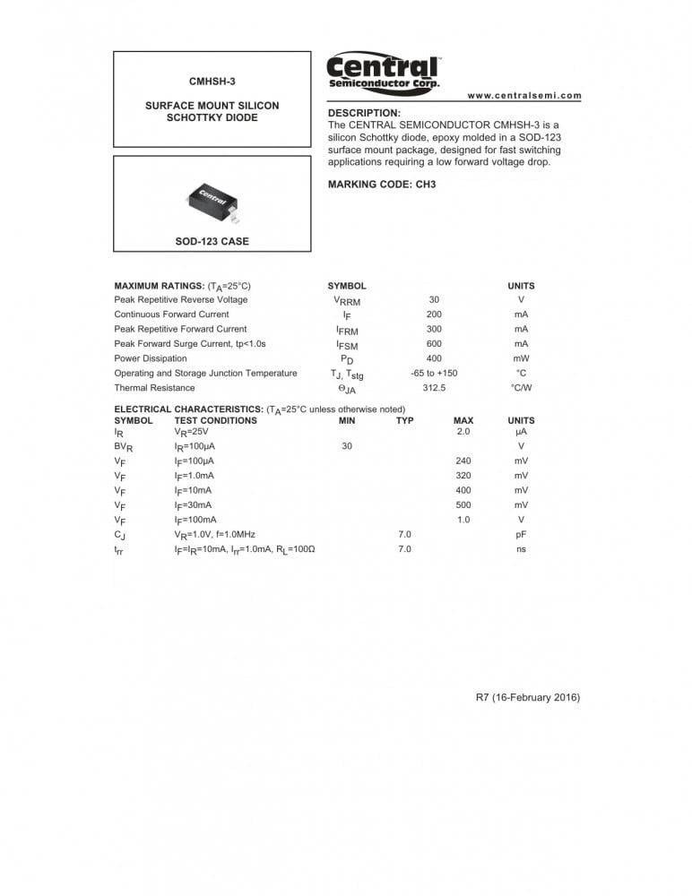 CMHSH-3 datasheet page 1