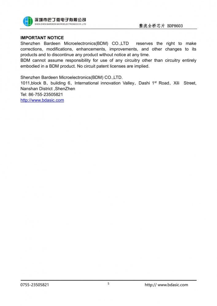 BDP8603 datasheet page 5