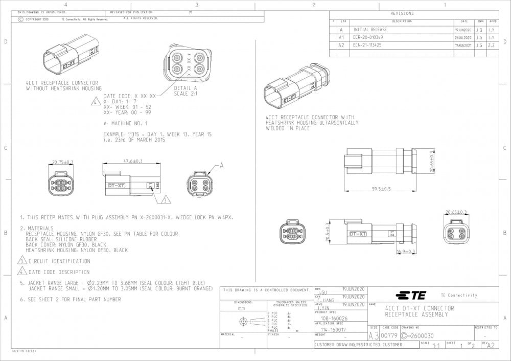 DEUTSCH 2600030-9 technical drawing page 1