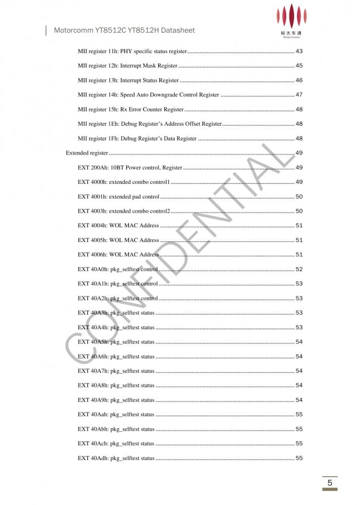 YT8512H datasheet page 6