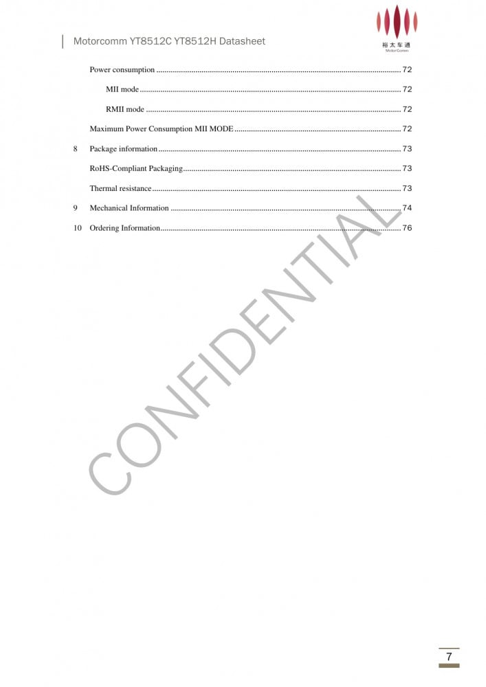 YT8512H datasheet page 8