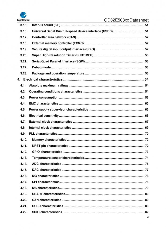 GD32E503xx datasheet page 3