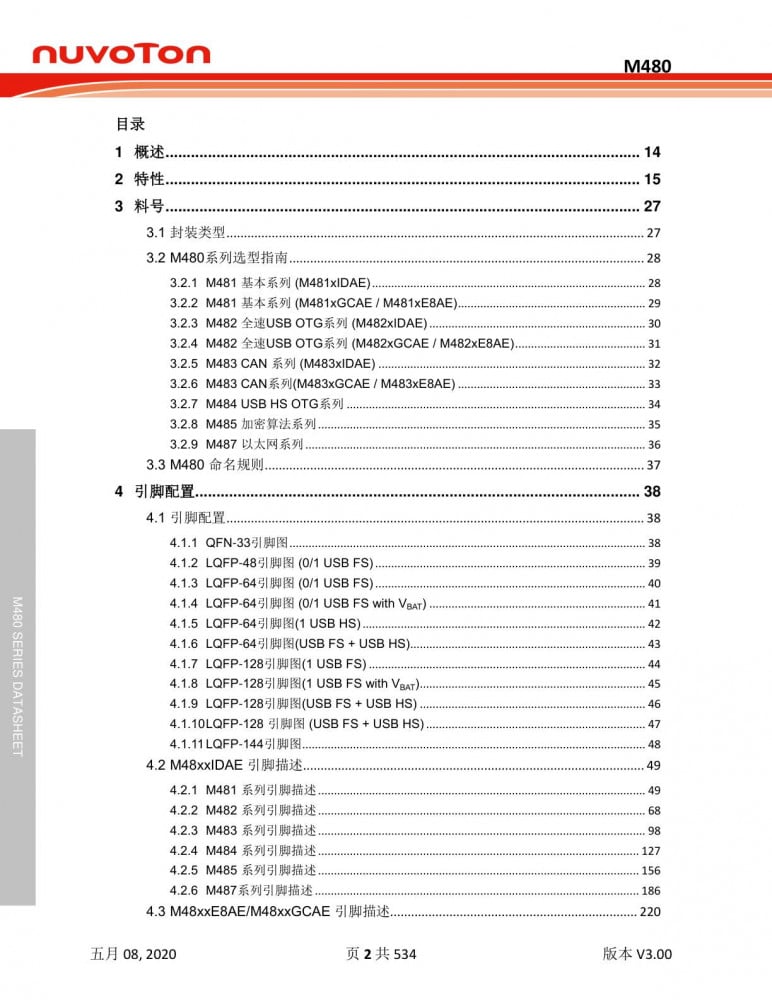 M480 datasheet page 2