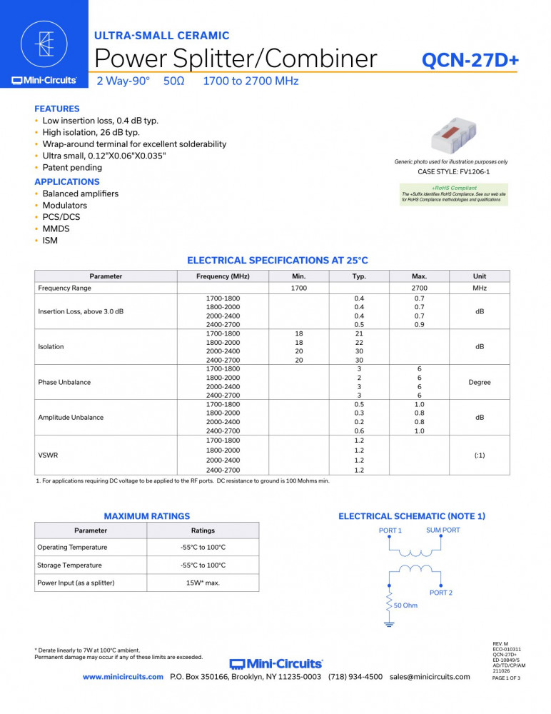 QCN-27D+ specification page 1