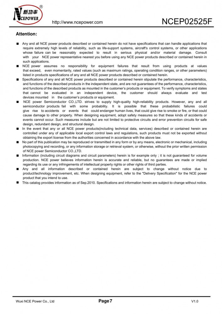 NCEP02525F datasheet page 7