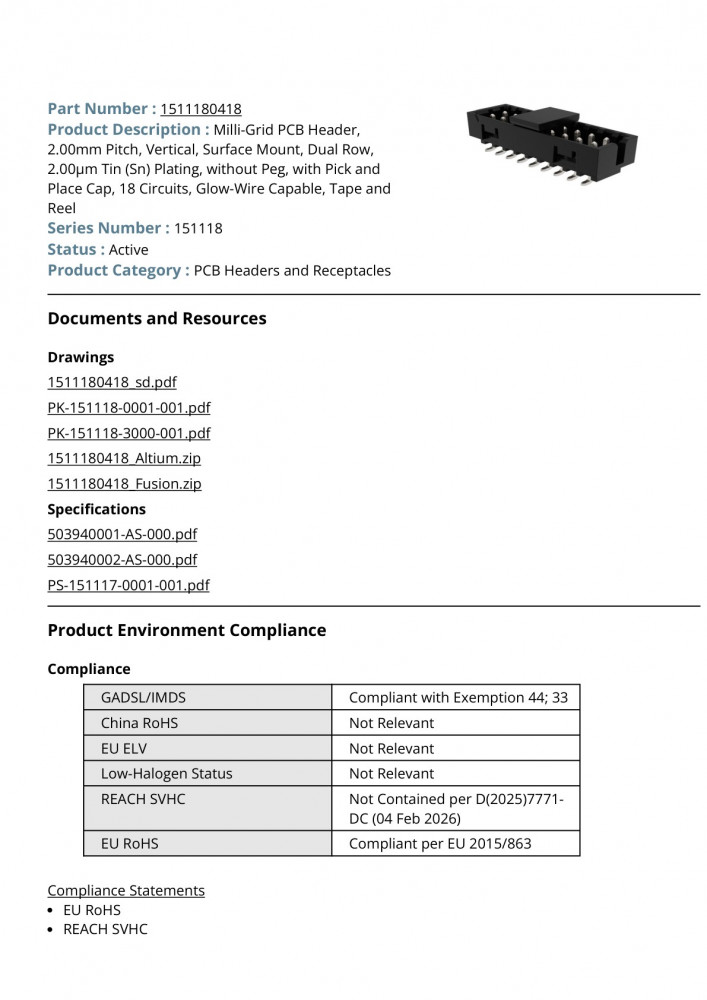 MOLEX product specification page 1