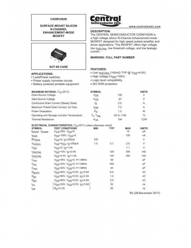 CXDM1002N technical document page 1