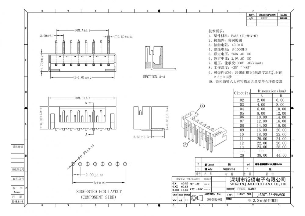 JUSHUO JS20T-S12PHW-00 technical drawing page