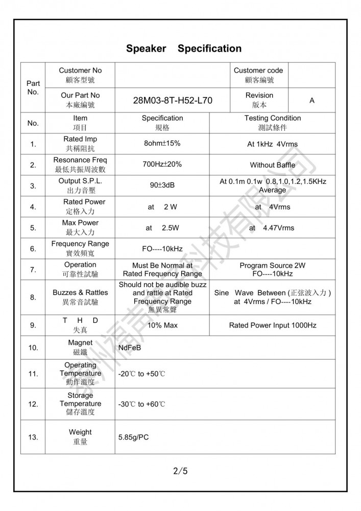 FUET 28M03-8T-H52-L70 specification page 3