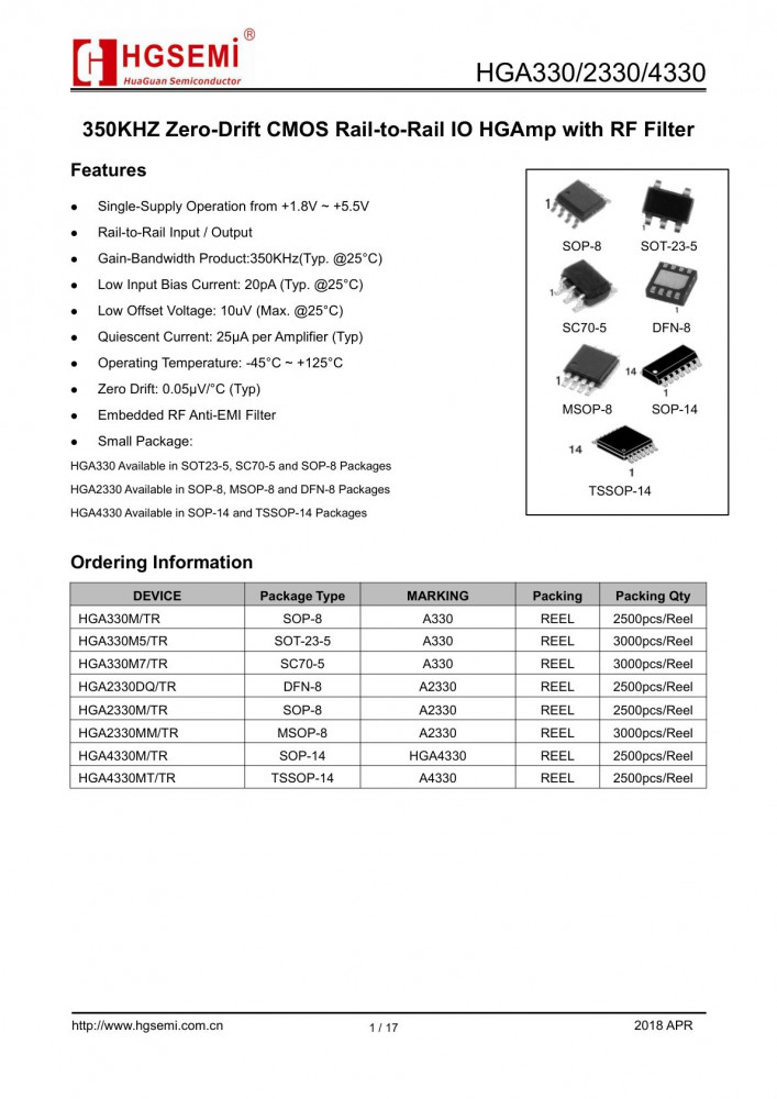 HGA2330MM/TR technical document page 1