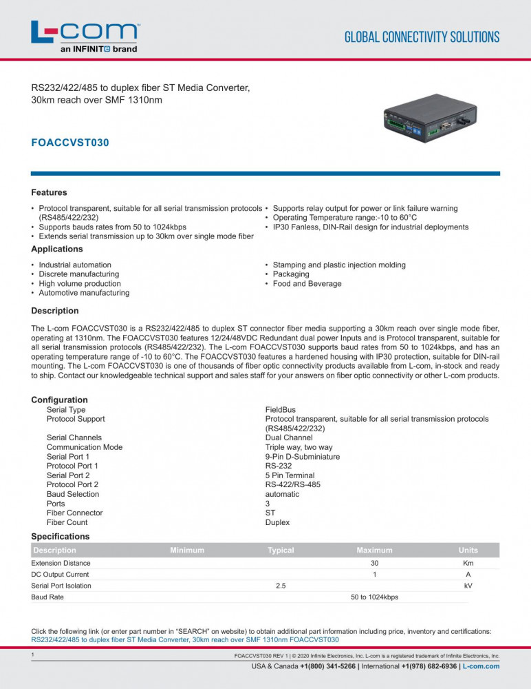 FOACCVST030 product document page 1