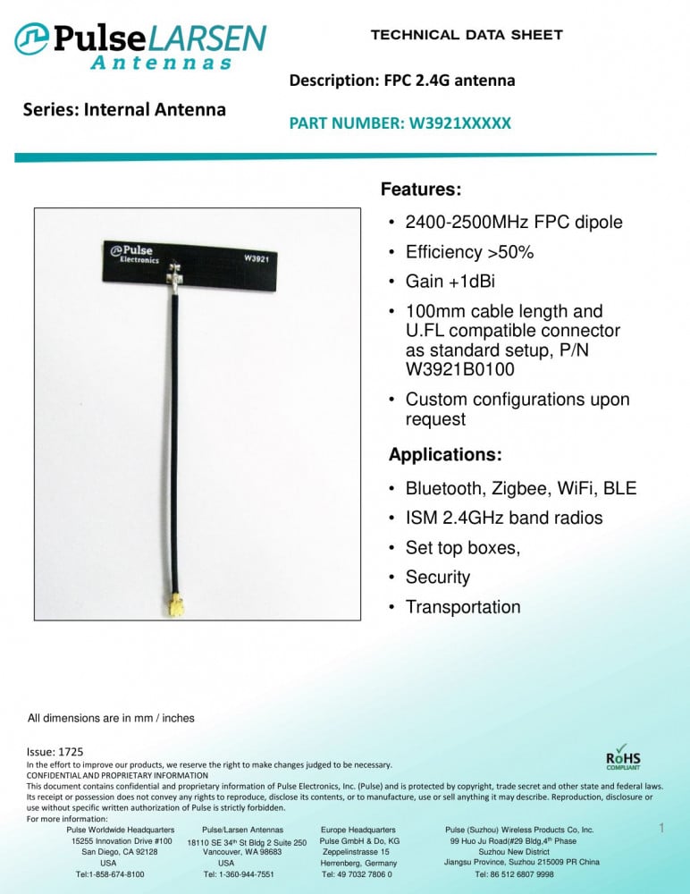 W3921B0100 datasheet page 1