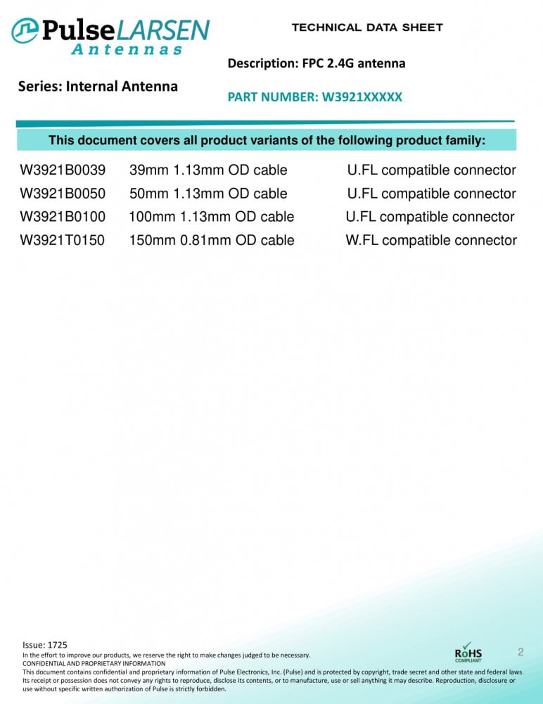 W3921B0100 datasheet page 2
