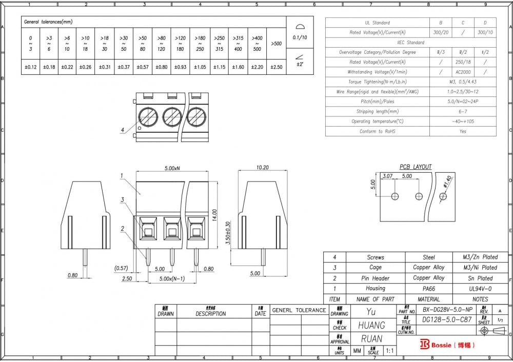 Bossie BX-DG28V-5.0-3P technical drawing page