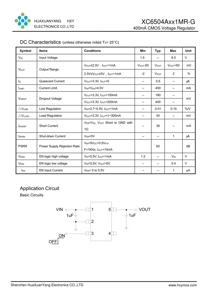 XC6504A331MR-G-HXY datasheet page 3