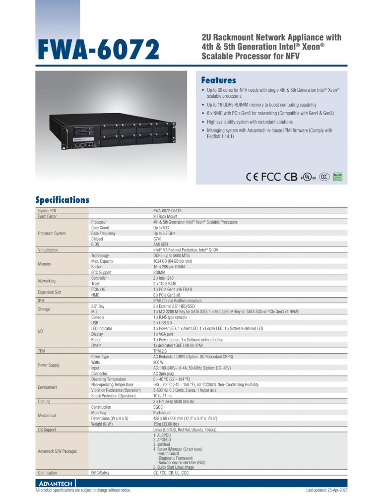 FWA-6072 technical document page 1