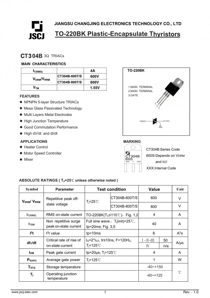 CT304B datasheet page 1