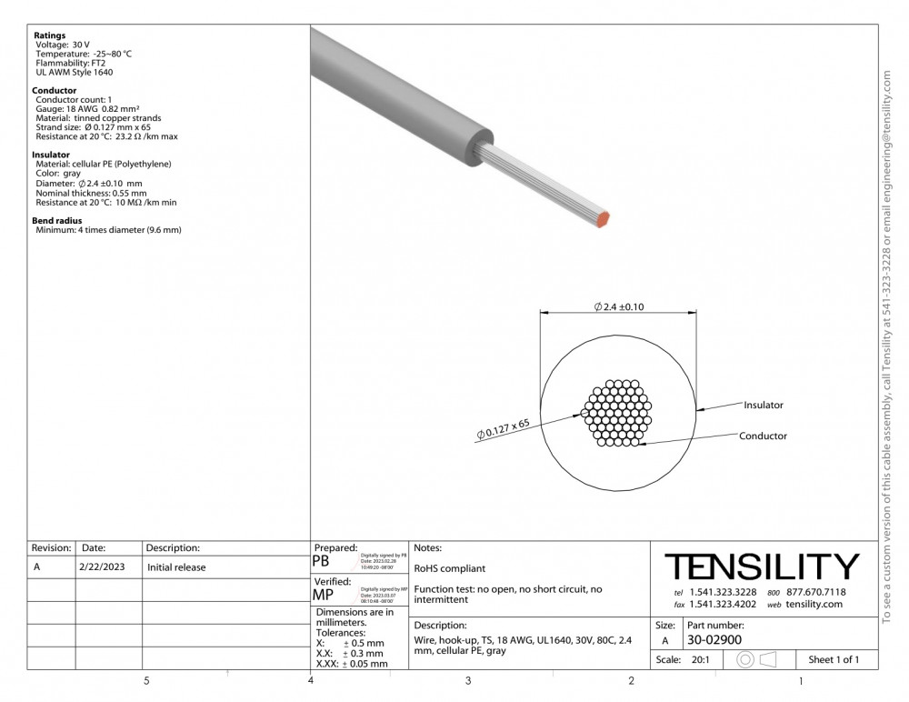 Tensility International 30-02900 product drawing