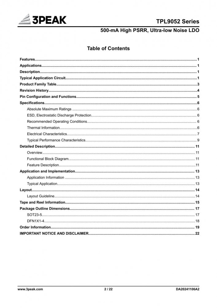 TPL9052 datasheet page 2
