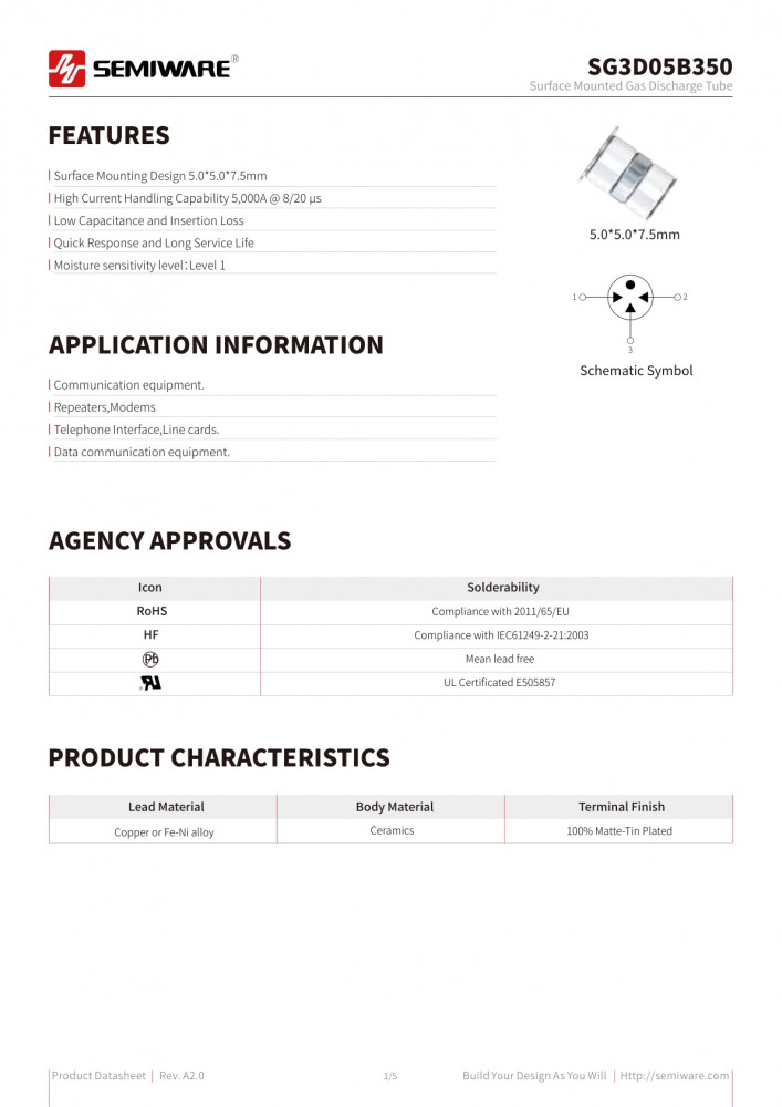 SG3D05B350 datasheet page 1