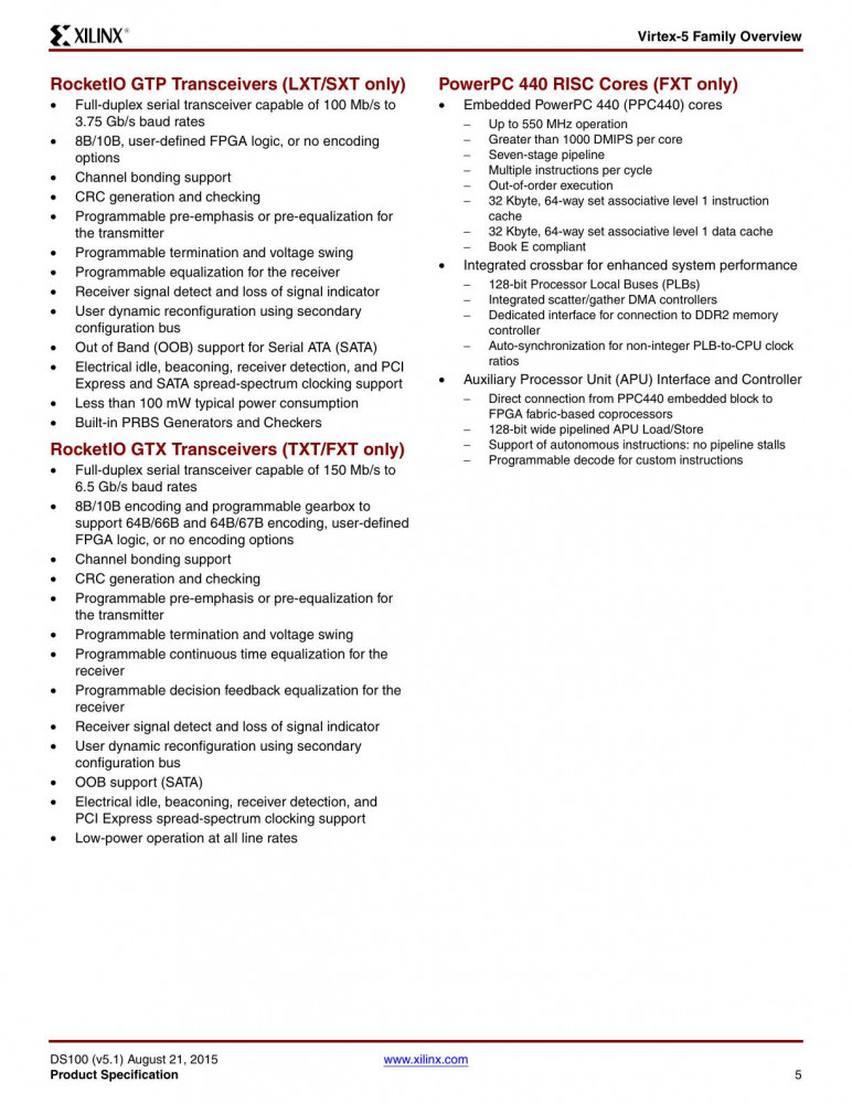 Virtex-5 documentation page 5