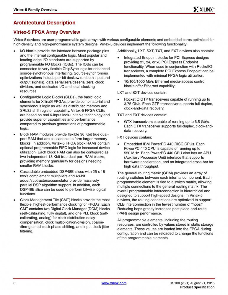 Virtex-5 documentation page 6