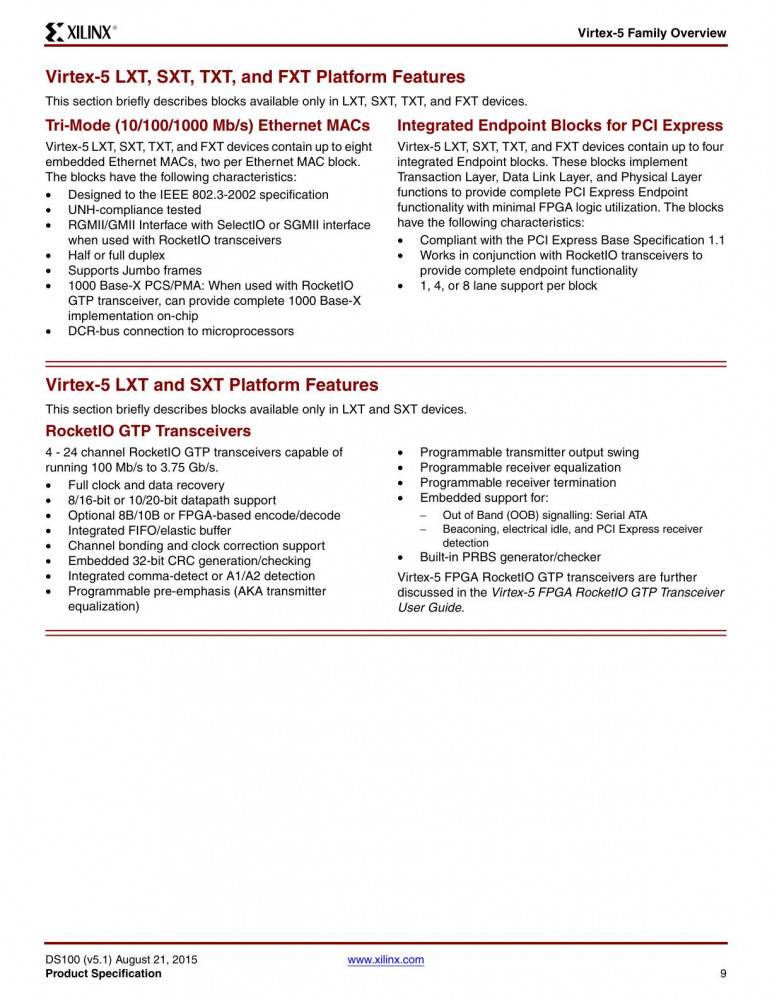 Virtex-5 documentation page 9