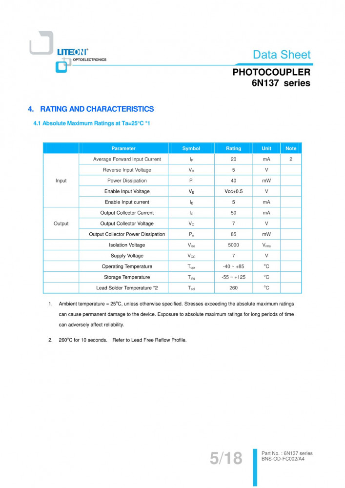 6N137-L datasheet page 6