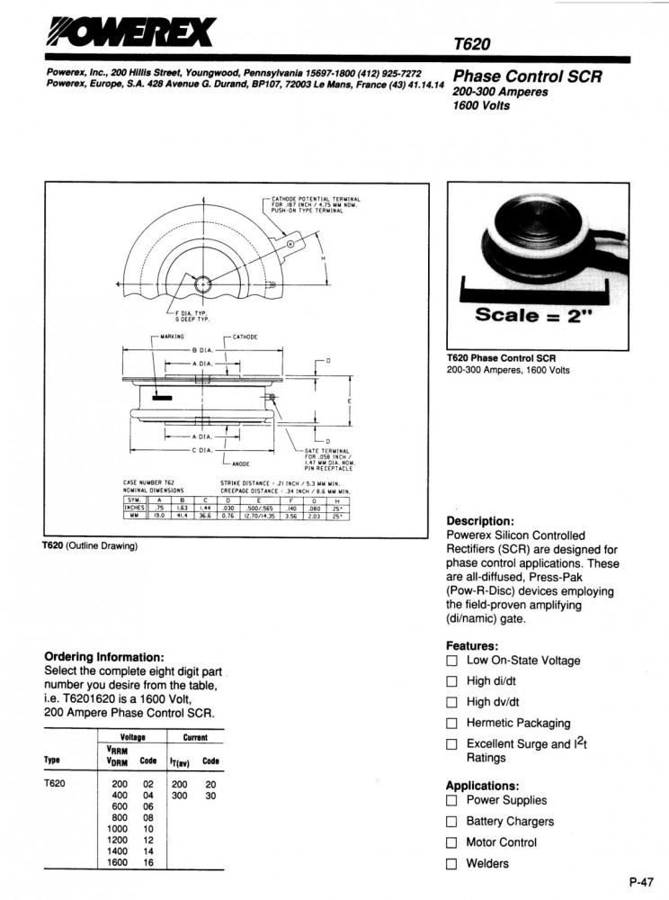 T620 SCR datasheet page 1