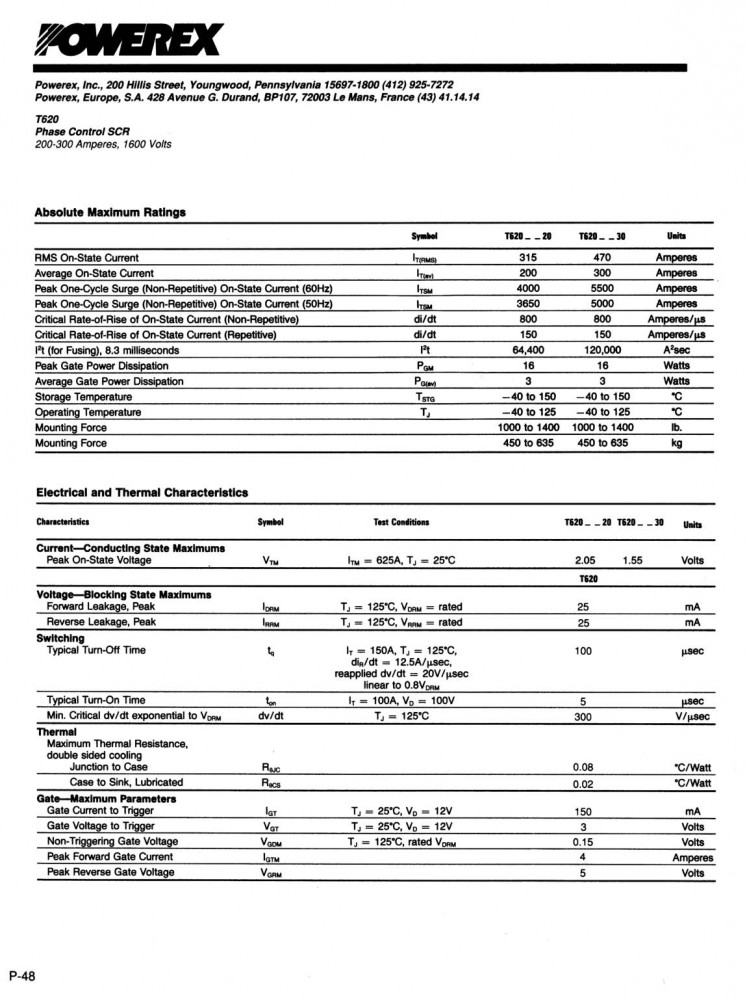 T620 SCR datasheet page 2