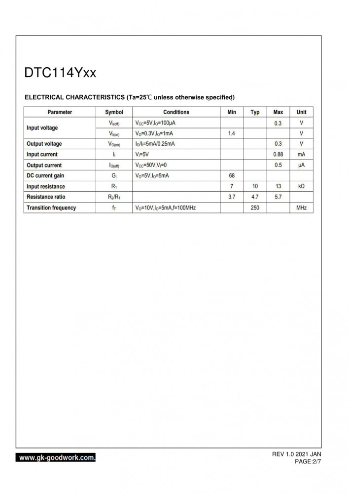 DTC114YCA datasheet page 2