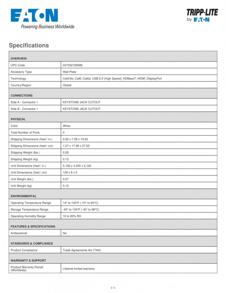 EATON N080-SMB1-WH documentation page 2