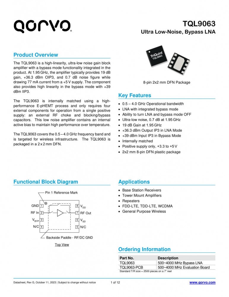 TQL9063 technical document page 1