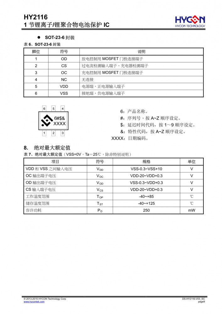 HY2116 datasheet page 9