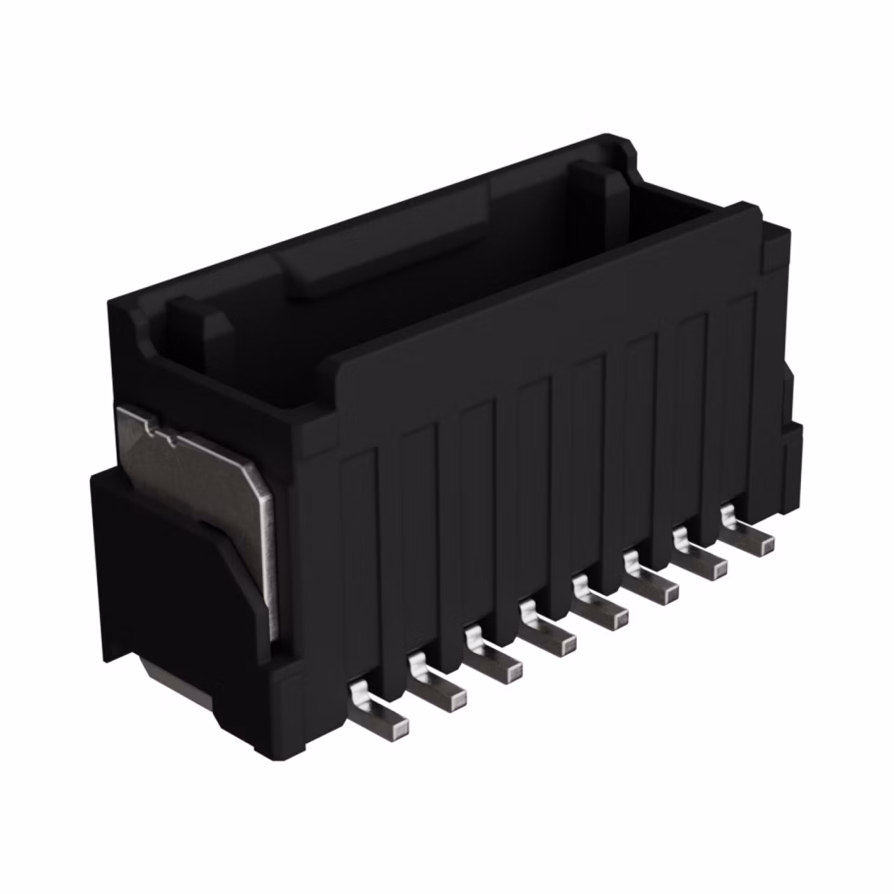 Micro-One Wire-to-Board Header, Vertical, 2.00mm Pitch, Single Row, Glow-Wire Capable, Surface Mount, 8 Circuits, Gold Plating, Black, with Potting Capability for sale