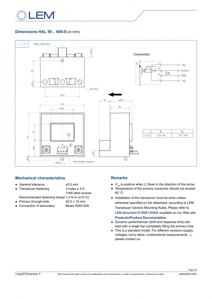 HAL100-S technical document page 4