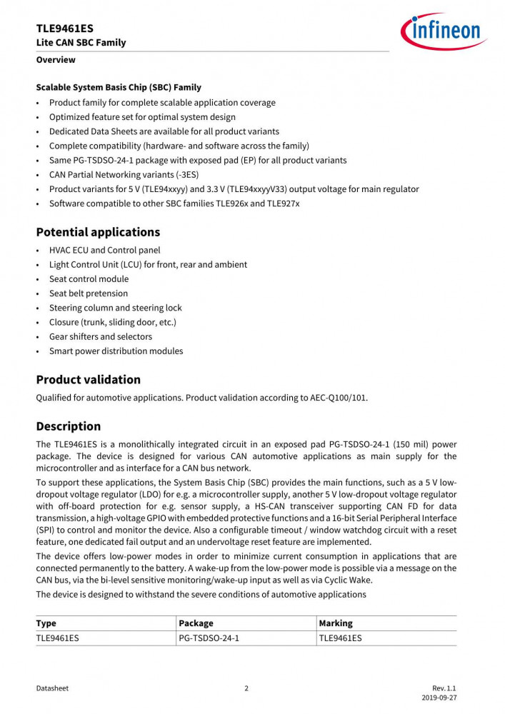 TLE9461ES datasheet page 2