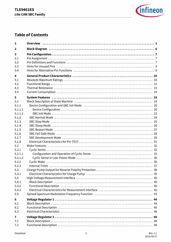 TLE9461ES datasheet page 3