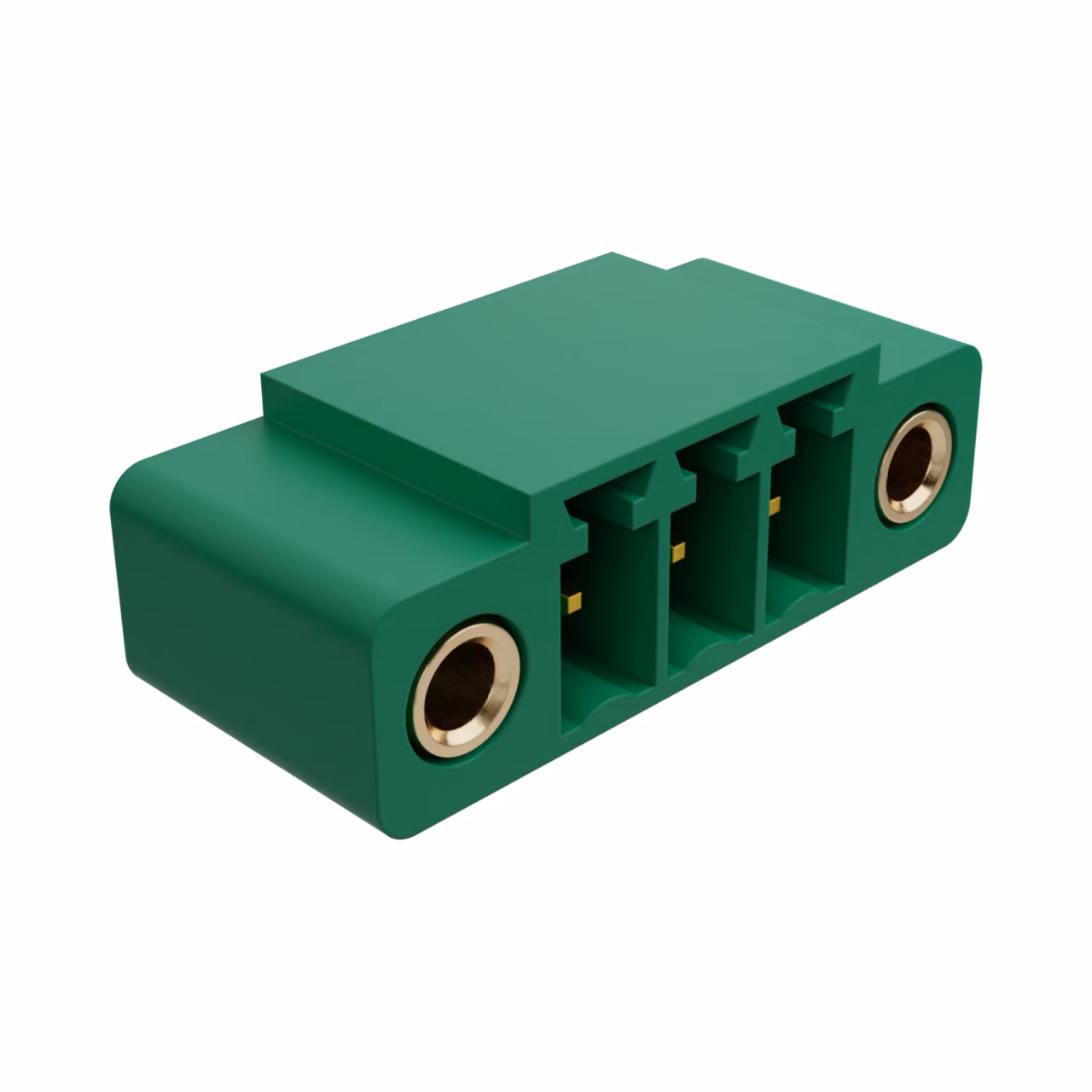 3.50mm Pitch Eurostyle Right-Angle PCB Header, with Threaded Retention Inserts, Green Housing, Gold (Au) Plated, 3 Circuits for sale