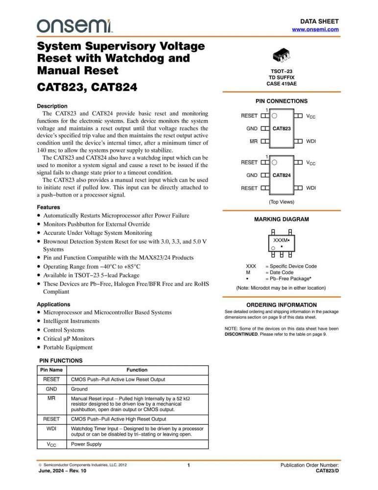 CAT824 datasheet page 1