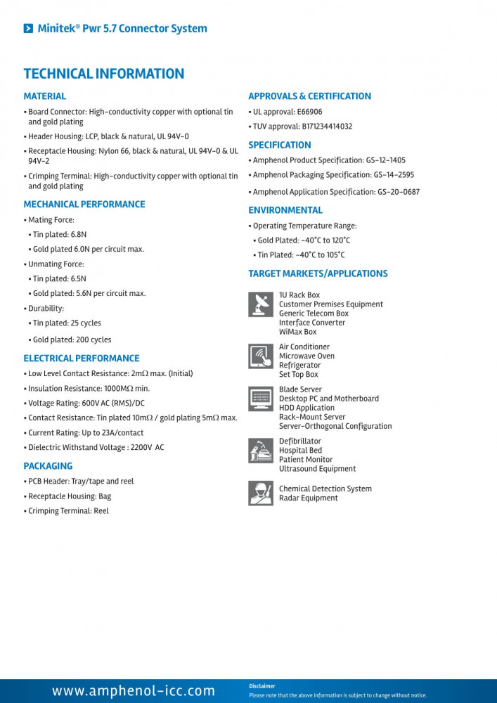 Amphenol Minitek Pwr 5.7 technical document page 2