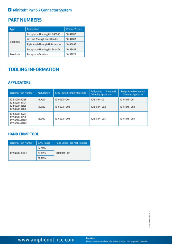 Amphenol Minitek Pwr 5.7 technical document page 3