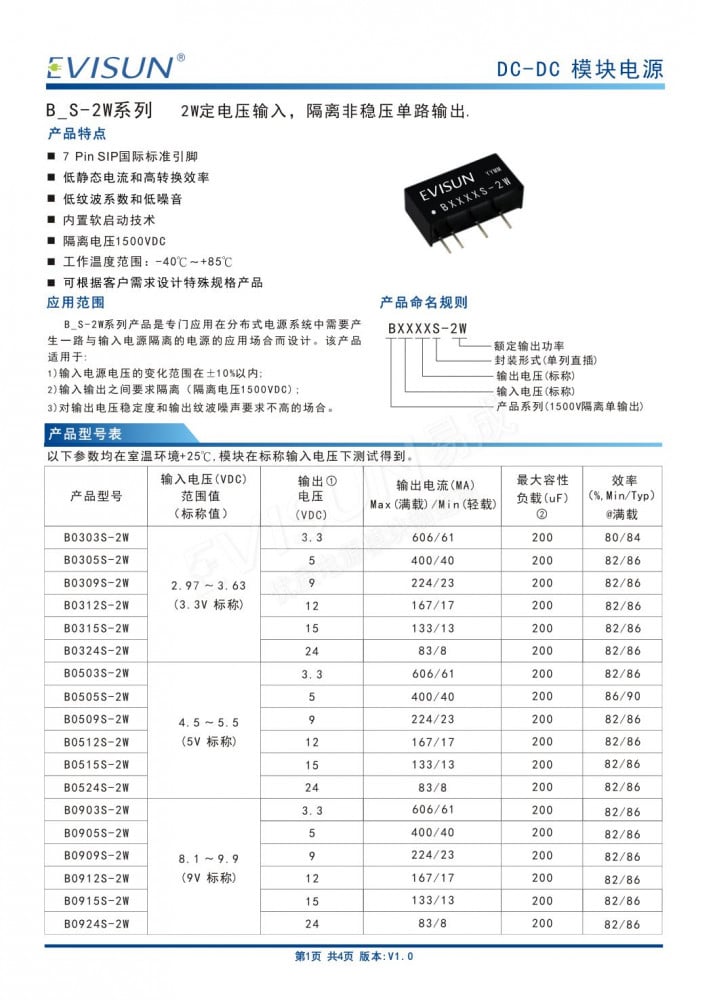 EVISUN B2412S-2W datasheet page 1