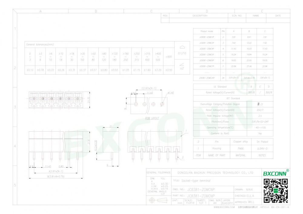 BXCONN JCB381-ZOMCxP product drawing preview