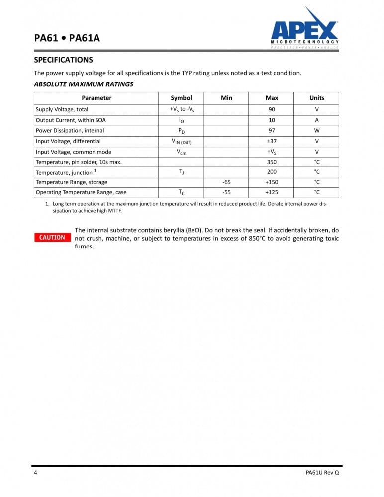 PA61M technical document page 4